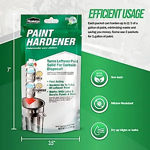 HOMESPHERE Homax Waste Away Paint Hardener, 12 Packs, 3.5oz – Fast Acting Paint Solidifier for Disposal - Paint Drying Powder for Acrylic & Latex Paint with 25 Pcs. of 14 Inch Wooden Stir Sticks