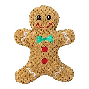 Stuffed Christmas Dog Toys, Cute Christmas Themed Squeaky Dog Toy, Puppy Gingerbread Man Chew Toys, Puppy Chew Santa Toys, Puppy Chew Toys Soft Pet Toys Tough Dog Chew Toys for Aggressive Chewers