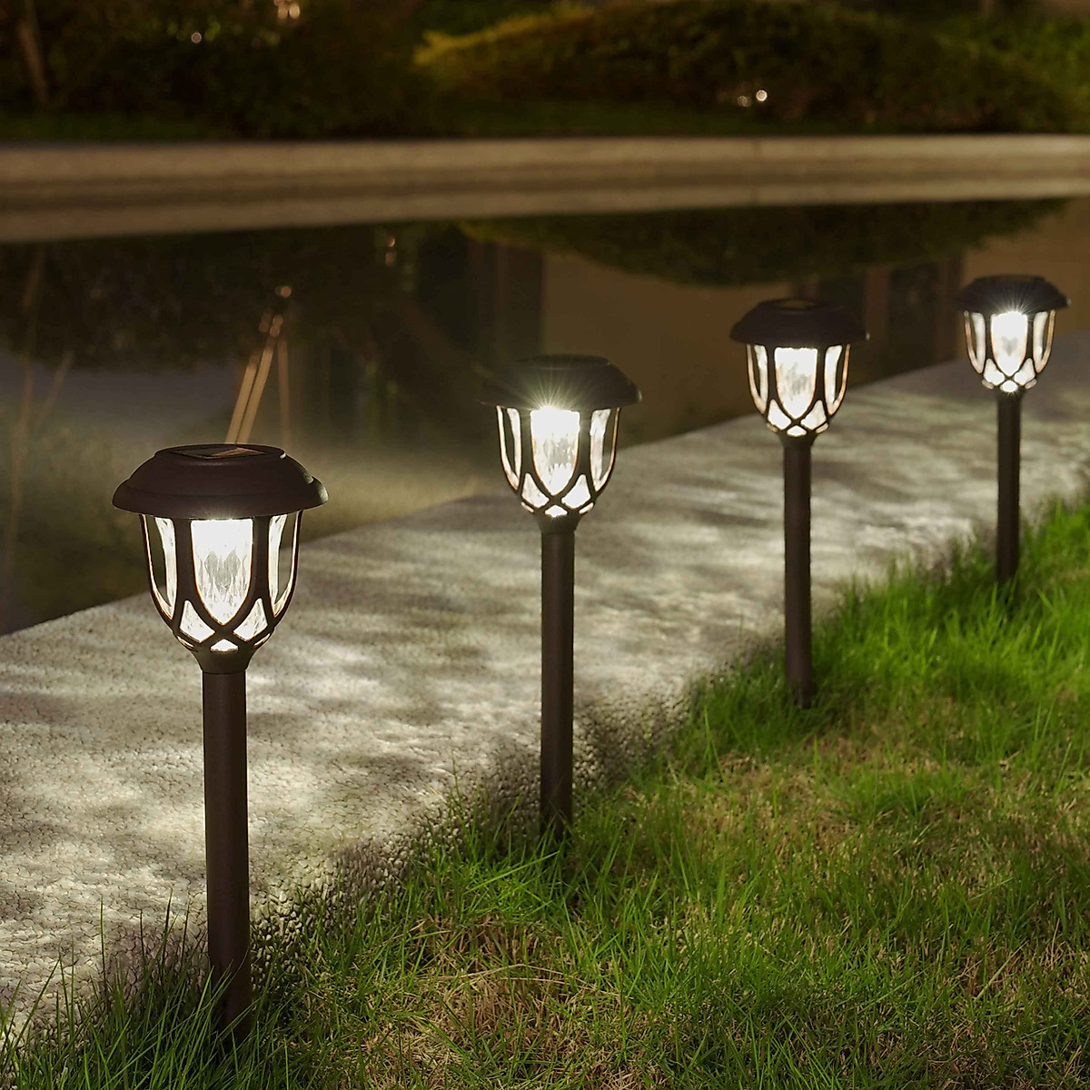 EXCMARK 10 Pack Solar Lights Outdoor Decorative Garden Yard Lights for Pathway Walkway Sidewalk Driveway. (Brown, Warm White)