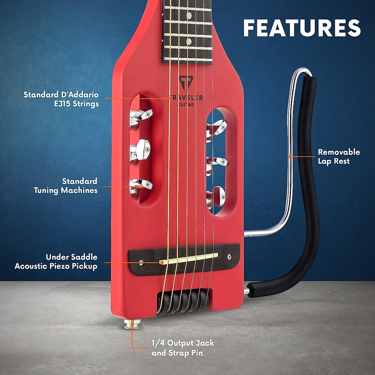 Traveler Guitar Ultra-Light Vintage Red Acoustic Electric Guitar