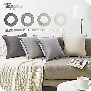 Topfinel Gray Throw Couch Pillows Covers for Living Room,Soft Velvet Square 18 Inches (18x18) Pillow Covers Set of 4,Grey Pillow Set Neutral Room Decor for Bed Sofa Chair