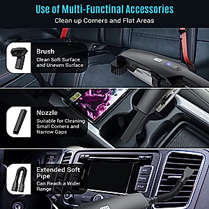 Fjhee Car Vacuum 13.2FT Corded, Portable Car Vacuum Cleaner Strong Suction DC 12V/9500Pa Handheld Vacuums w/4 Attachments for Car Interior Detailing Auto Accessories Cleaning Tool Kit w/Storage Bag