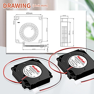 Wathai 4010 Blower Fan 12v Centrifugal Fan 40mm Computer Case Tiny Fan Micro Turbine 40x40x10 for DIY 3D Printer Cooling 2 Pack