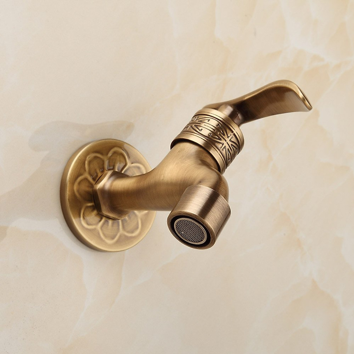 TOLIWEL Antique Brass Garden Outdoor Faucet Bathroom Wall Mount Water Decorative Hose Single Cold Tap G 1/2 inch Connection Spigot