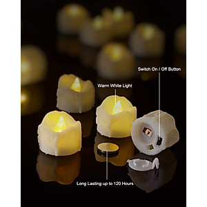 PChero LED Tealights with Timer, 12pcs Flickering Flameless Battery Operated Timed Tea Light Electric Candles for Halloween Christmas Home Party Wedding Centerpieces Decorations