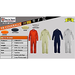 Flame Resistant FR Coverall - 88% C / 12% Nylon (Medium, Orange)
