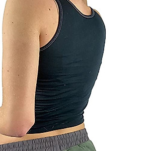 Women Face Portrait Print Y2K Tank Top Aesthetic Graphic Print E-Girl Camis Sleeveless Slim Vest Crop Top Streetwear (F-Black,S)