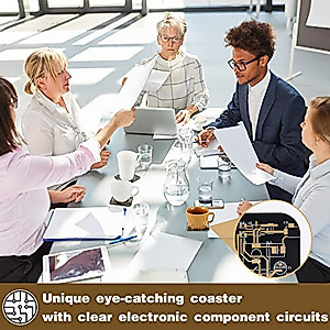 4 Pcs Circuit Board Coasters PCB Coasters Immersion Gold Circuit Board Coasters for Drinks PCB-Design Coasters for Men Funny Drink Coasters for Party Bar Office Gamer Geek Men Nerd Engineer Gifts