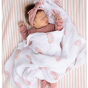 Ely's & Co. Patent Pending Waterproof Pack N Play/Mini Portable Crib Sheet with Mattress Pad Cover Protection I Mauve Pink Stripes and Splash by Ely's & Co.