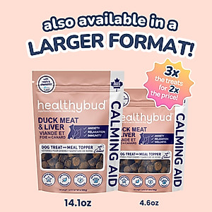 healthybud Calming Aid Supplement, Natural Duck Dog Treats & Toppers for Stress Relief - Dog Separation Anxiety, Stress Reduction, Aggression Relief - Support Calm, Immunity Health (14.1 Ounces)