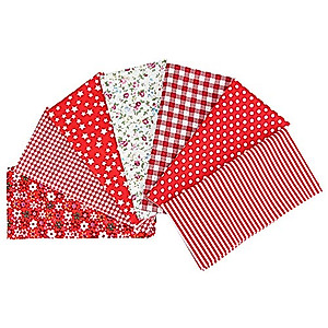 BESTOYARD 7pcs Red Cotton Fabric Bundles Quilting Fabric Quilting Sewing Fabric Pre Cut Quilting Cotton Crafts Textile Square Fabric Different Patterns for DIY Sewing 50cm
