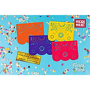 RICO RICO - Plastic Papel Picado 1 Pack, Ideal for a Mexican Fiesta, Cinco de Mayo, Mexican Themed Party and Fiesta Party Decorations,16 Feet Long - 10 Unique Designs.