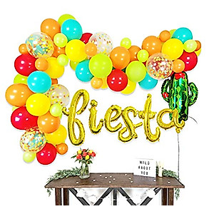Fiesta Balloons Garland Kit Latex Balloons Balloon Arch Strip Set for Cactus Baby Shower Decorations Mexican Fiesta Party Decorations