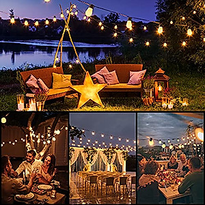 Govee Outdoor String Lights, 48ft IP65 Waterproof Shatterproof Christmas Lights with 15 Dimmable Warm Yellow LED Bulbs, Remote Control Holiday Lights for Balcony, Backyard, Party