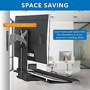 Mount-It! Monitor and Keyboard Wall Mount, Height Adjustable Standing VESA Keyboard Tray, 25 Inch Wide Platform with Mouse Pad (MI-7915)