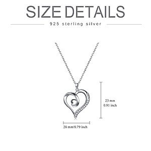 Natural Diamond Heart Pendant Necklaces for Women Sterling Silver, Fine Jewelry for Wife Girlfriend, Love Gifts for Her (0.15ct) 16"-18"