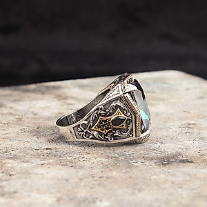 925 Sterling Silver Mens Ring, MysticTopaz GemStone Handmade Men Silver Ring, Turkish Silver Ring gifts for men handmade rings valentines day gifts for him