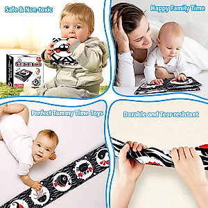 Baby Toys 0-6 Months - Montessori Sensory Toys for Babies 0 3-6 9 Months - 2 Packs Black and White High Contrast Soft Book for Early Learning - Tummy Time Infant Newborn Toys Boys Girls Baby Gifts