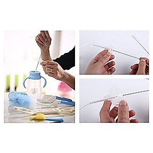 Honbay Bottle Brush Cleaner Kit with Teat Cleaner and Straw Brushes 360 Degree Rotating 5 PCS Within One Set Comes in Different Size selections - Random Color