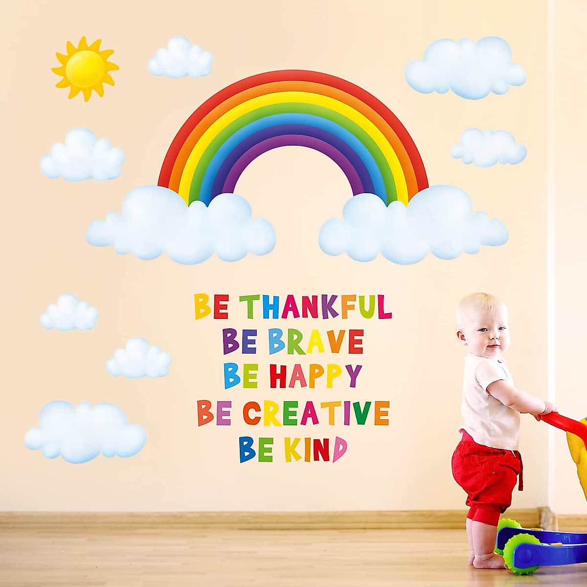DECOWALL SG-1713 Rainbow and Clouds Kids Wall Stickers Wall Decals Peel and Stick Removable Wall Stickers for Kids Nursery Bedroom Living Room décor