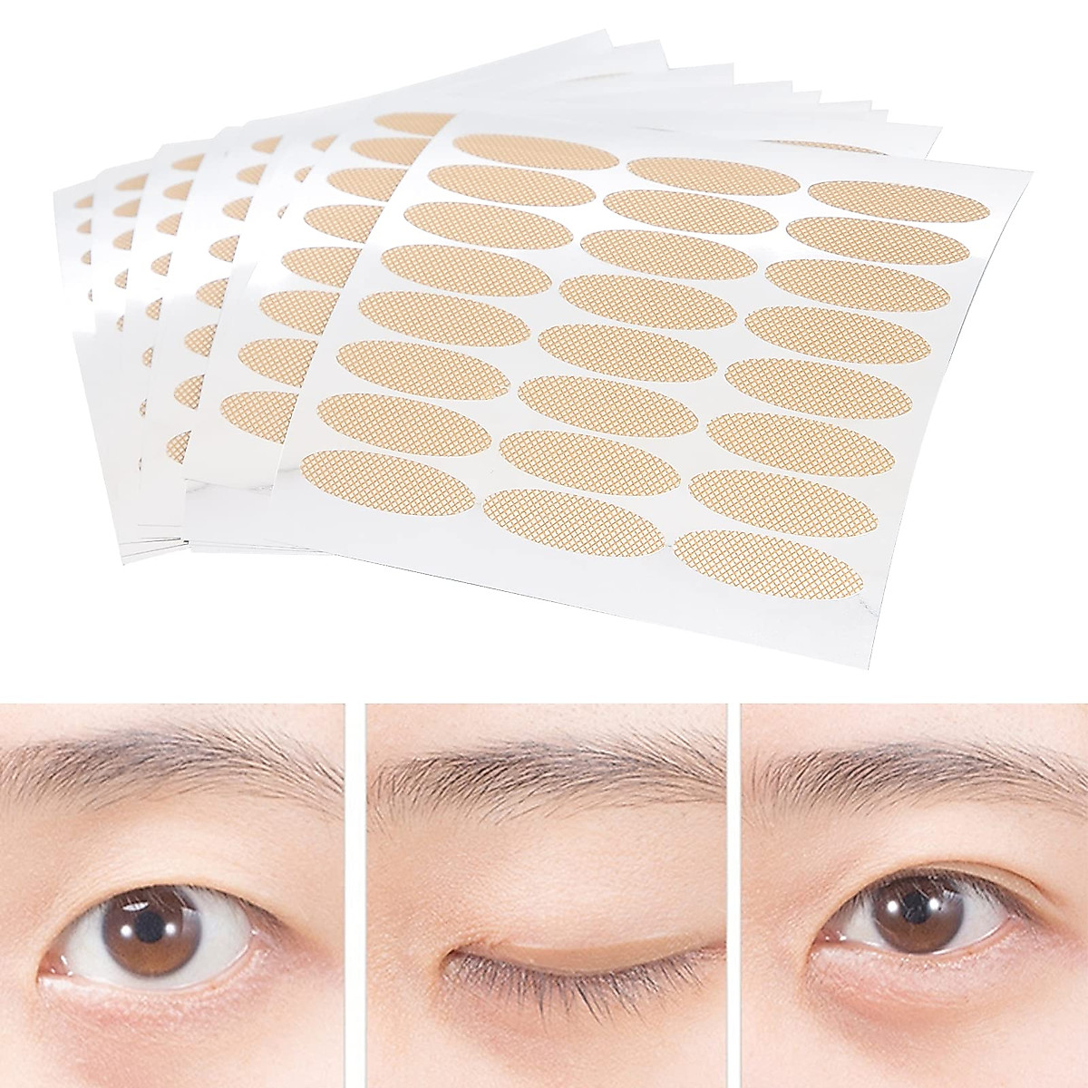 ZJchao Eyelid Tape, 240 Pairs Double Tapes Stickers Strip Sticker with Fork Rod Eyelids Big Eye Makeup Tool for Saggy Hooded Droopy Uneven Mono-Eyelids
