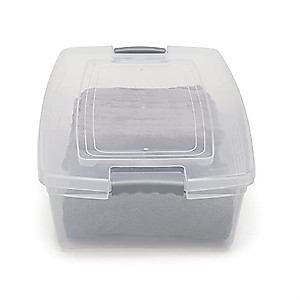 Home Basics Plastic Storage Box With Handle, Clear | Locking Tabs | Stackable Storage | Easily See Contents (30 Liter Rectangle)