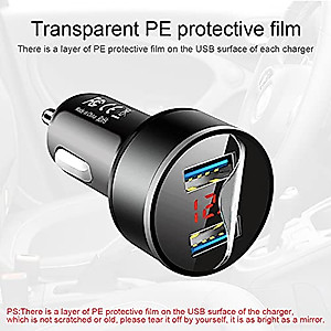 USB C Car Charger Adapter, Dual QC3.0 Ports Car Charger, All Metal Quick Charge with LED Voltage Display, Cigarette Lighter Car Adapter, Compatible with iPhone11 pro/Xs/Max, Galaxy Note 8/S9 and More