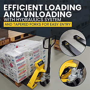 5Seconds - Steel Pallet Jack with Scale, Battery-Powered Hand Lift Jack Tool with LED Display, Safe Moving Equipment for Industrial & Commercial Use, 48" L x 27" W x 47”H, 5000lb Capacity