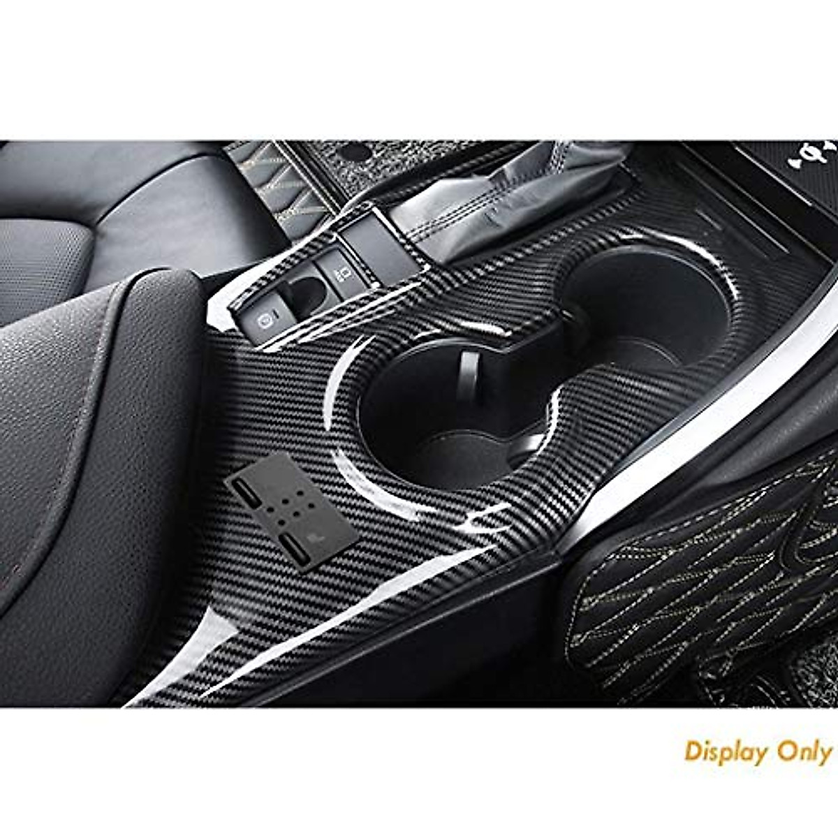 Xotic Tech Gear Shift Console Water Cup Holder Cover Trim, Carbon Fiber Pattern, Compatible with Camry 2018-2022 (with Seat Heater Buttons)