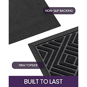 DEXI Door Mat Heavy Duty Outdoor Indoor Doormat, Stain and Fade Resistant, Non Slip Front Door Mats, Patio Entryway Floor Mat, 17"x29", Checkered Black