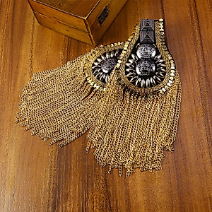 SUPVOX 2pcs Shoulder Epaulets Tassel Punk Fashion Shoulder Board for Man Woman(Golden)