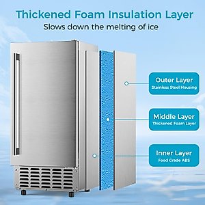 COWSAR Commercial Ice Maker Machine, Nugget Ice, 66lbs/24H Stainless Steel Under Counter Ice Maker, Self-Clean&24H Timer, Commercial Nugget Ice Machine with LCD Display, Ideal for Bar/Cafe/Restaurant