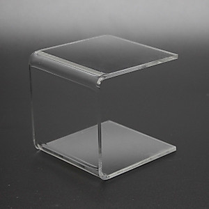 FixtureDisplays® One Riser Combo 5" Cube 3-Sided Clear Plexiglass Pedestal Lucite Acrylic Display Risers Jewelry Showcase Fixtures - 1/8" Thick 16905-5INCH
