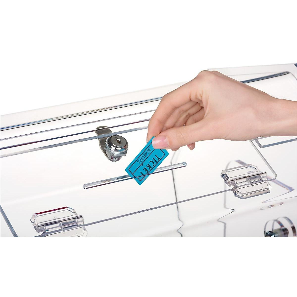 Clear Plexiglas Raffle Drum with Locking Hinged Door for Countertop Usage - Medium