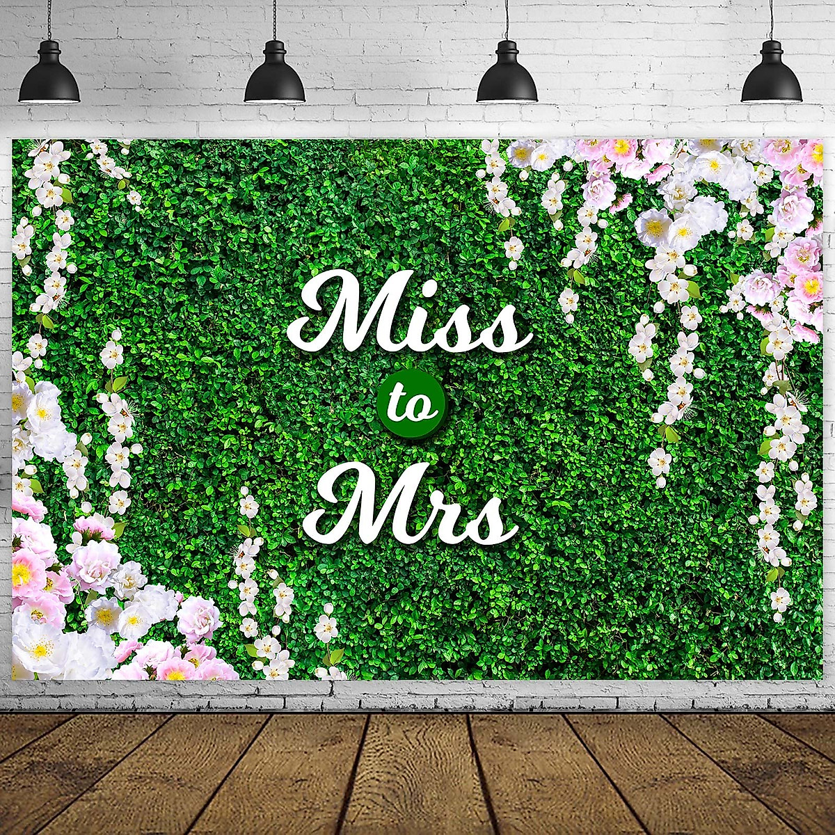 Miss to Mrs Banner Backdrop Green Meadow Flowers Theme Decor for Bachelorette Party Bridal Shower Supplies Wedding Shower Decorations Engagement Photo Booth Props