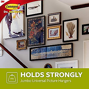 Command Universal Frame Hangers, Damage Free Hanging Picture Hangers, No Tools Frame Hanger for Living Spaces, 3 Metal Picture Frame Hangers and 8 Large Command Strips
