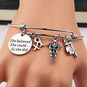 Lywjyb Birdgot Pharmacy Tech Gift Pharmacist Gift Pharmacy Tech RX Keychain for Pharmacy Student Pharmacy Technician Gift (RX bracelet)