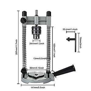 Acrux7 Multi-Angle Drill Guide with Chuck, Drill Press Stand, Adjustable Angle Drill Holder Guide, Stand Drill Guide Attachment for 1/4 In and 3/8 In Drills