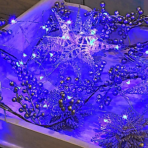 JosMega 2 Pack Solar Powered Fairy String Lights Outdoor Waterproof 8 Modes Twinkle Christmas Decorations Lights, Each 33ft-100LED, 40ft-120LED, 66ft-200LED, 80ft-240LED, (Blue, 33)