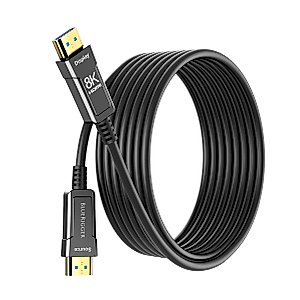 BlueRigger 8K Fiber Optic HDMI Cable 25FT (48Gbps, in-Wall CL3 Rated, 8K 60Hz, 4K 144Hz, HDCP 2.3, HDR10+) Ultra High Speed Long HDMI AOC 2.1 Cable - for Gaming, VR, HDTV, Monitor, PC