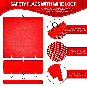 2 Pieces 18 x 18 Inch Safety Flags with Wire Loop Mesh Safety Flag Warning Flag Trailer Safety Flag for Truck and Pedestrian Crossings (Deep Red)