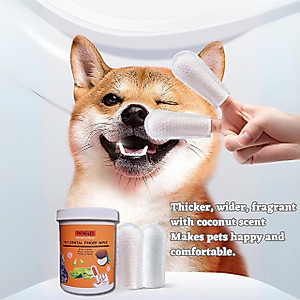 PHONGLEO Dog Teeth Cleaning Wipes, Dog Dental Wipes, Pet Tooth and Ear Wipes, 50 Pieces, Made of Soft Non-Woven Fabric, Moisturized with Coconut Oil and Aloe Vera, Fragrance Pets Love.