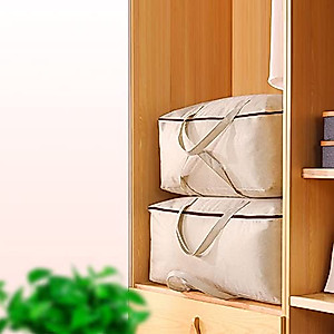iwill CREATE PRO 100% Cotton Soft Storage Bag, Breathable, Good for Clothes, Bedding Set Organizer, Pack of 2, Light Gray
