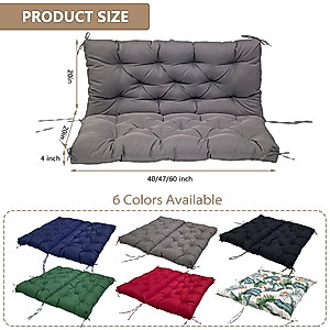 Gollense Porch Swing Cushions, 3 Seat Outdoor Swing Cushion Replacement with Backrest, 60 x 40 x 4 Inches Bench Cushion with 8 Ties for Outdoor Furniture for Patio, Backyard, Garden, Dark Grey