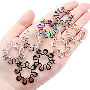 Ftovosyo 4 Pairs Adjustable Fake Nipple Rings Stainless Steel Non-Piercing Nipplerings for Women Faux Nipple Piercing Clip On Nipple Jewelry Silver-Tone Black Rainbow Rose Gold