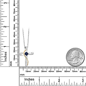 Gem Stone King Infinity Cross Necklace For Women | 925 Sterling Silver and 10K Yellow Gold | Gemstone Birthstone and White Lab Grown Diamond Cross Faith Pendant Necklace | with 18 Inch Chain