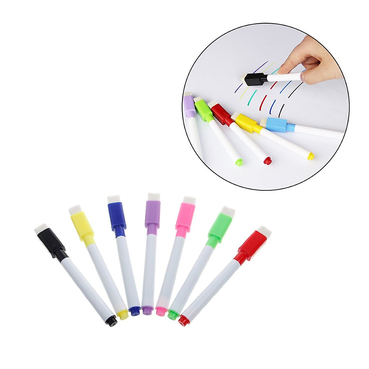 JIUYECAO 5Pcs Whiteboard Pen Erasable Dry White Board Markers Black Ink Fine Size Nip whiteboard Eraser Spray