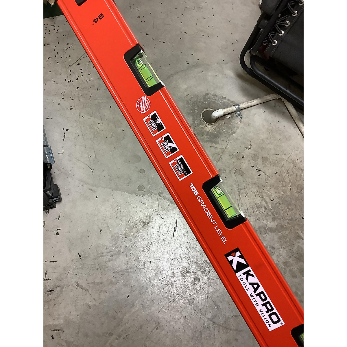Kapro - 105 Topgrade Gradient Box Level - with Slope Measurements - Features Pre-Set Sloped Vials, Rubberized End Caps, Finely Milled Precision Surface - Hand Calibrated - Aluminum - 48 Inch