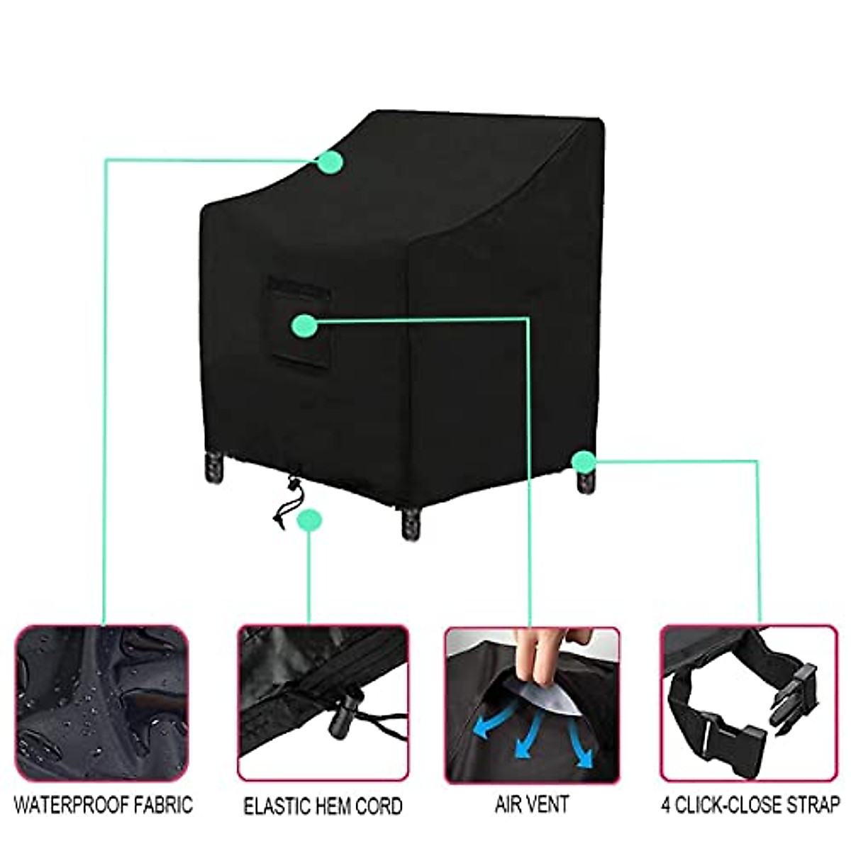 SIRUITON 3 Piece Outdoor Veranda Patio Garden Furniture Cover Set with 420D Durable and Water Resistant Fabric,Fit for Outdoor Wicker Patio Furniture Sets/Rattan Chair Conversation Sets-Balck