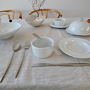 cozymomdeco Korean Made Stainless Steel Utensil Flatware Cutlery Korean Chopsticks and Spoon Set Fork Knife Spoon & Chopsticks, 4Pcs (Silver)